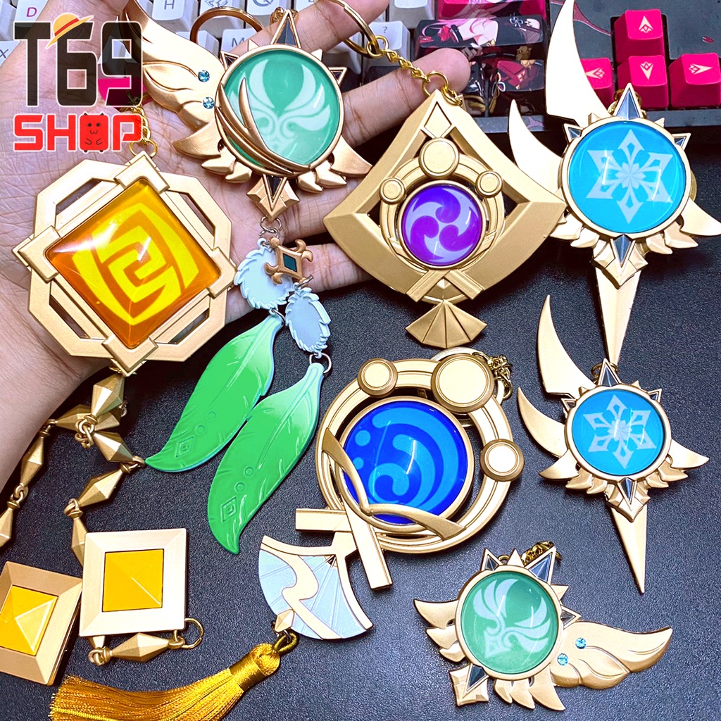 [Loại đặc biệt] Móc khóa kim loại nguyên tố Vision game Genshin Impact ...
