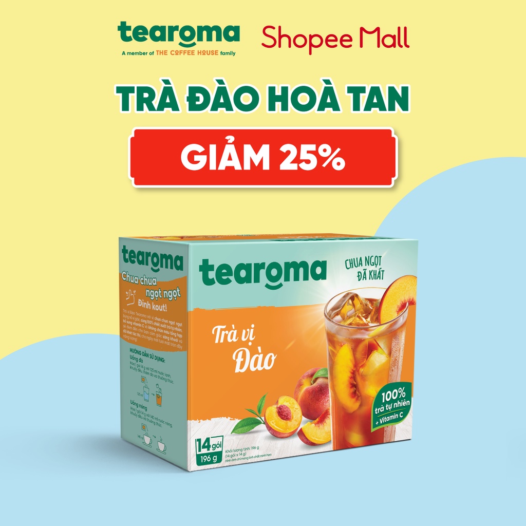 Trà Tearoma hòa tan vị Đào hộp 196g (14 gói x 14g) | Shopee Việt Nam