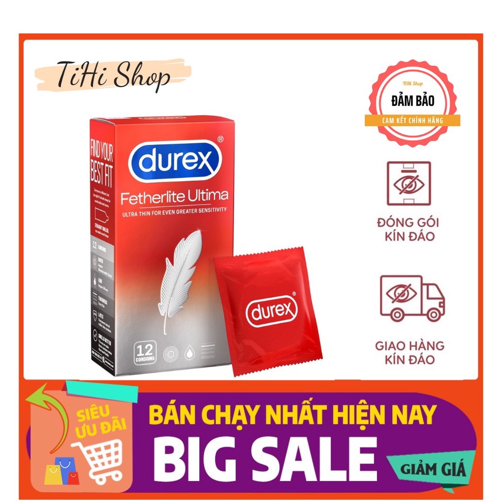 bao cao su Durex Fetherlite Ultima siêu mỏng,1 hộp 12 bao , size 52mm ...