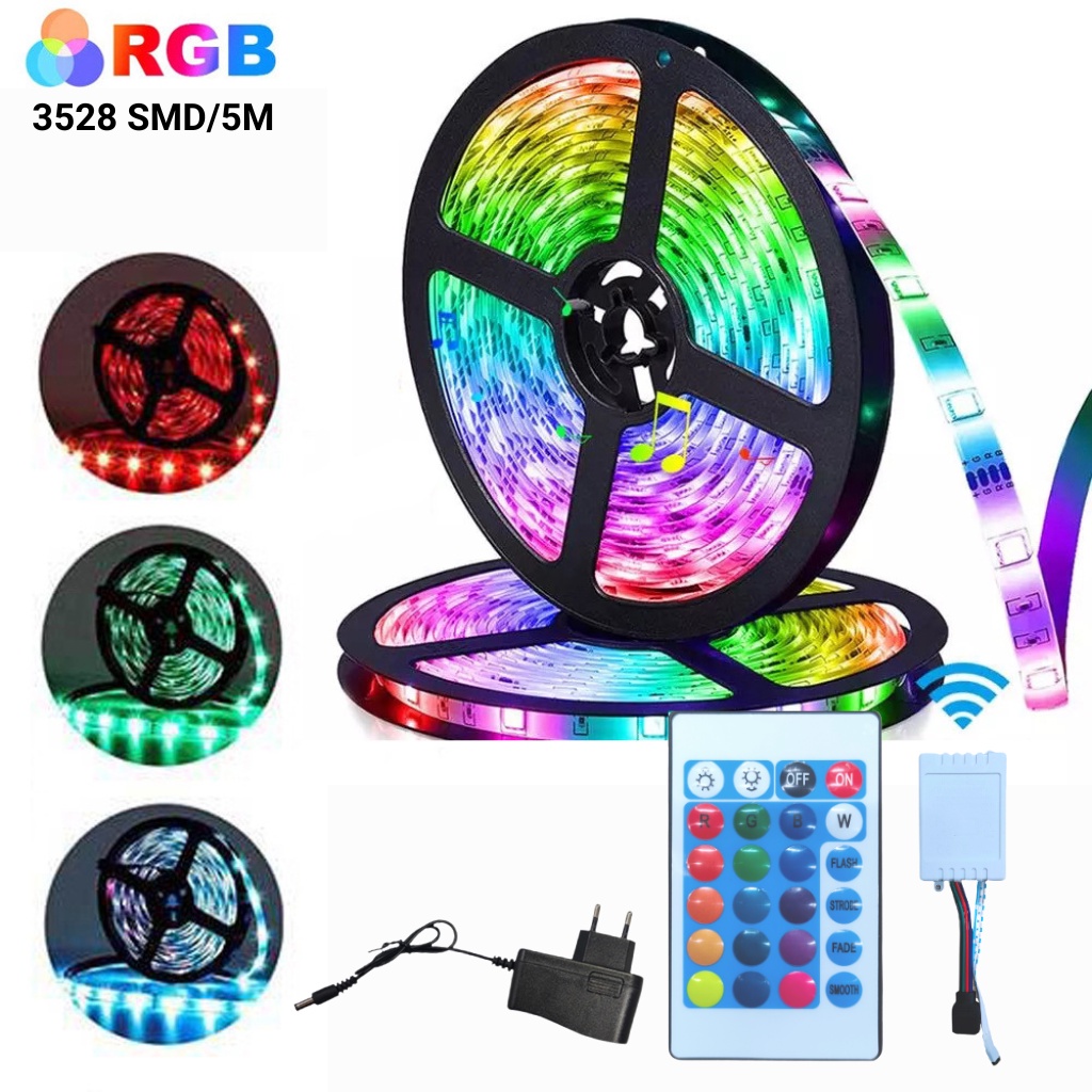 Dây led nháy đuổi RGB 5m 3528SMD bọc silicon siêu bền, đèn led dán ...