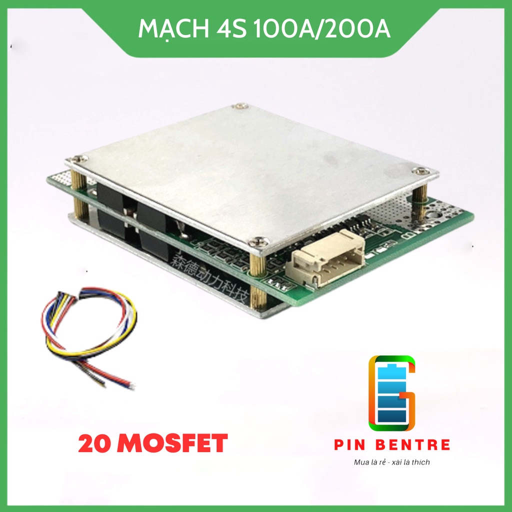 Mạch BMS 4S 100A/200A bảo vệ Pin Sắt 3.2V với 20 Mosfet sạc và xả cùng ...