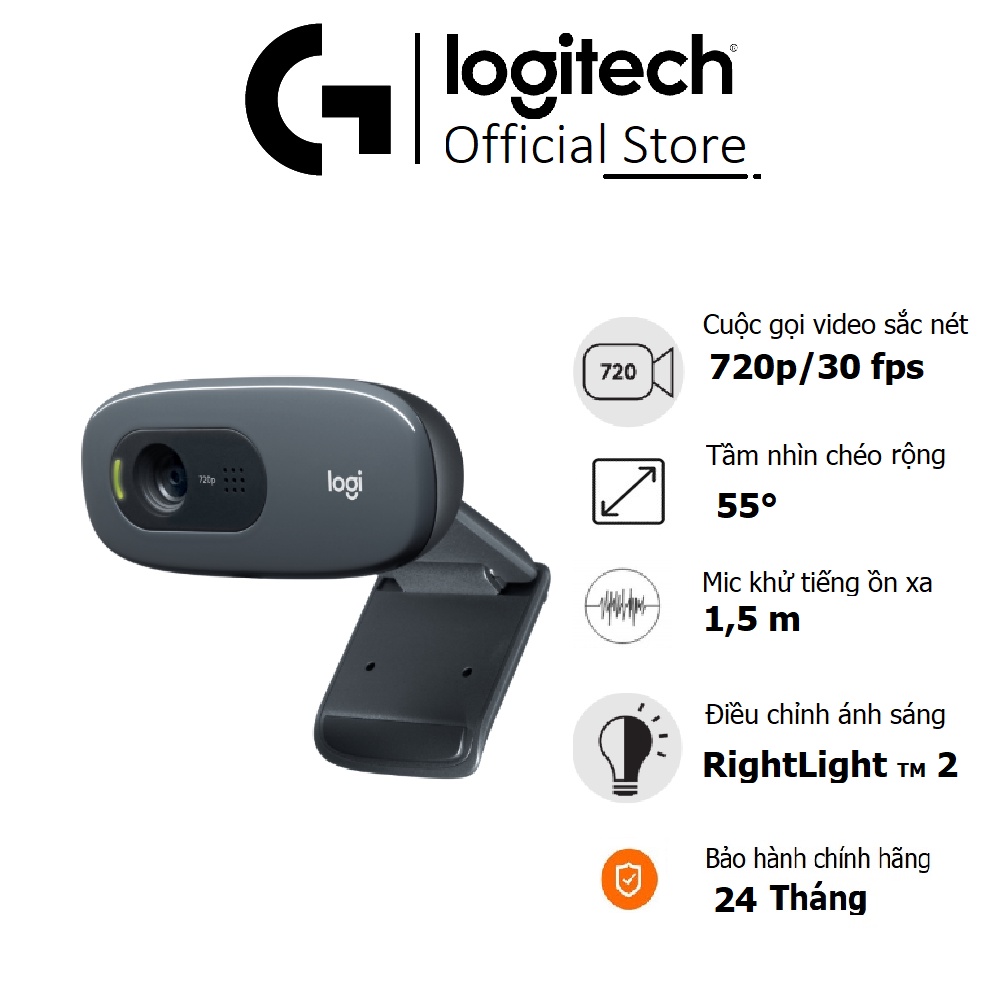 Webcam Logitech C270 HD 720P - Hàng chính hãng | Shopee Việt Nam
