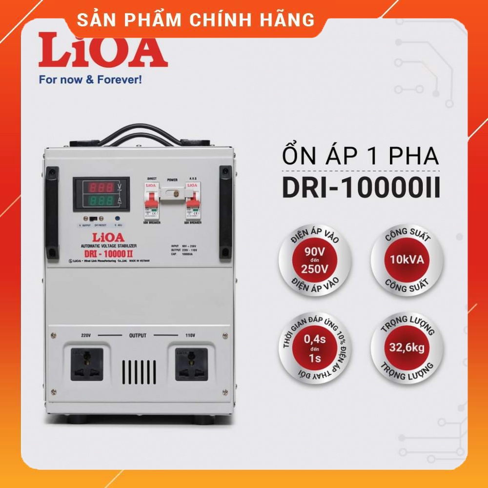 Ổn áp LiOA 10KVA dải 90V 1 pha DRI-10000II chính hãng Nhật Linh dây đồng thế hệ mới | Shopee ...