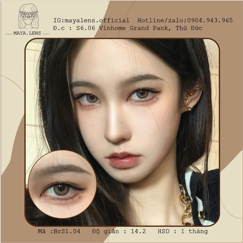 Lens Brown, Lens Nâu Vàng Viền Xám ( tặng kèm khay gương) | Shopee Việt Nam