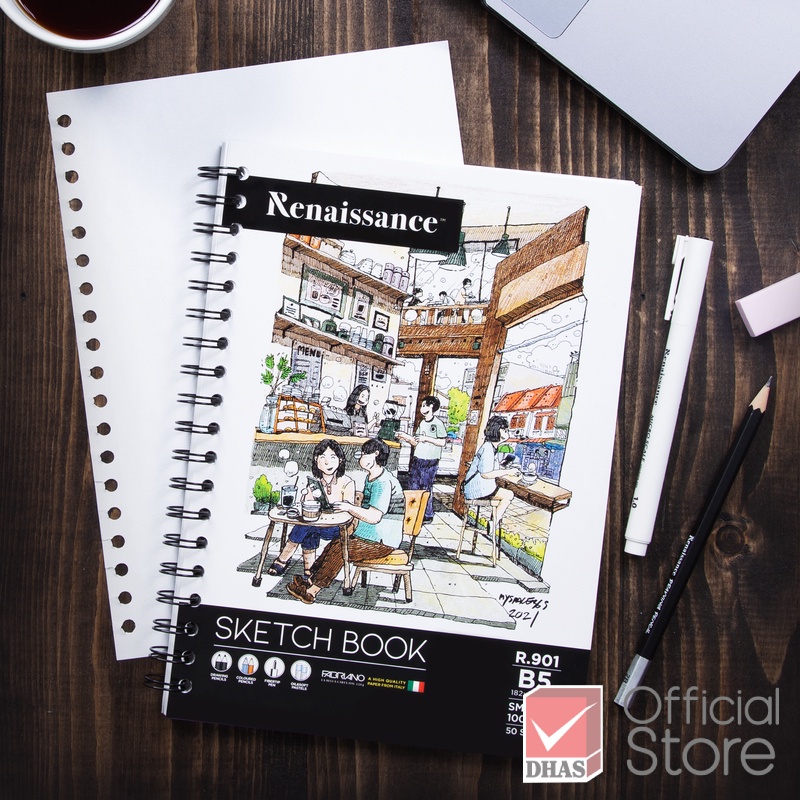 Sổ lò xo 50 giấy vẽ phác thảo Renaissance Sketchbook R-902 100G ...