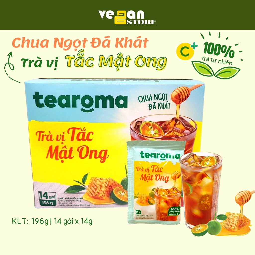 Trà Tắc mật ong Tearoma hòa tan hộp 196g (14 gói x 14g) VeGan Store | Shopee Việt Nam