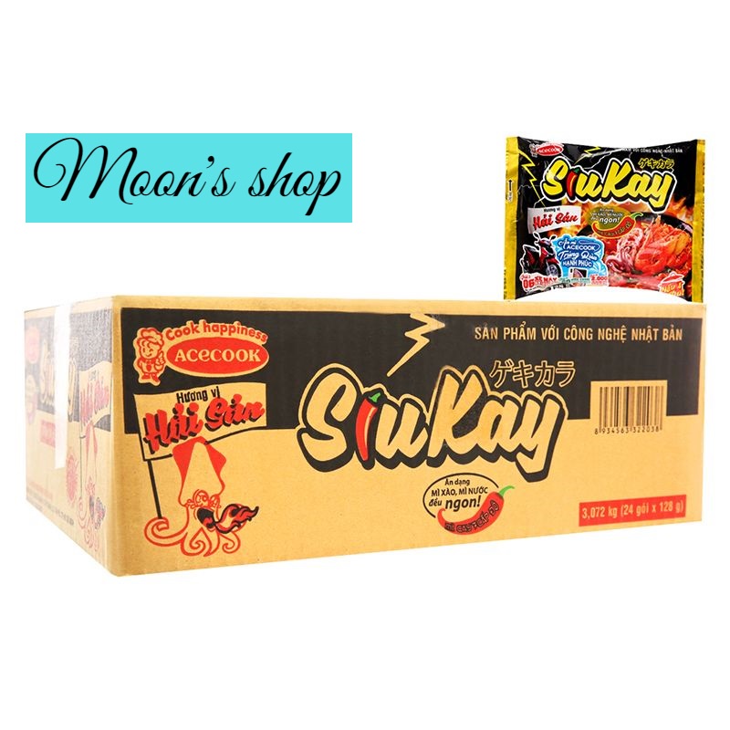 Thùng Mì Siu Kay Vị Hải Sản/ Bò Acecook (128G x 24 Gói) | Shopee Việt Nam