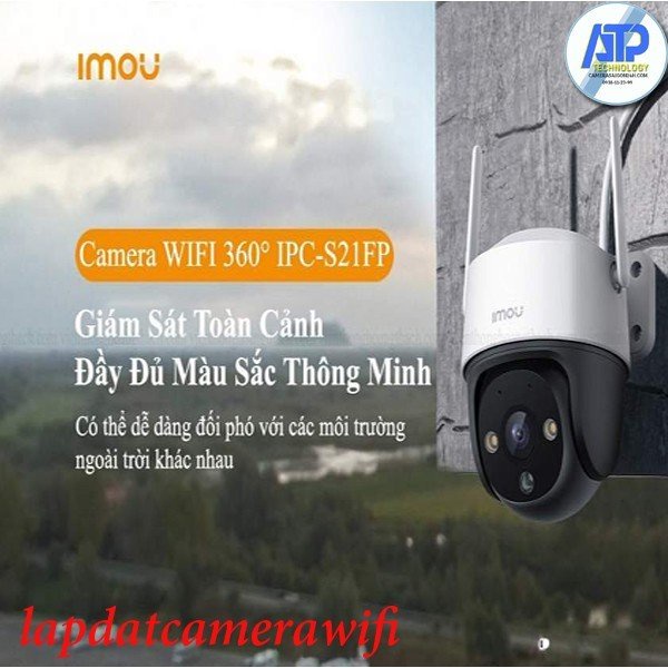 Camera Wifi IMOU IPC-S21FP ngoài trời có màu ban đêm, Xoay 360 độ,Chống ...