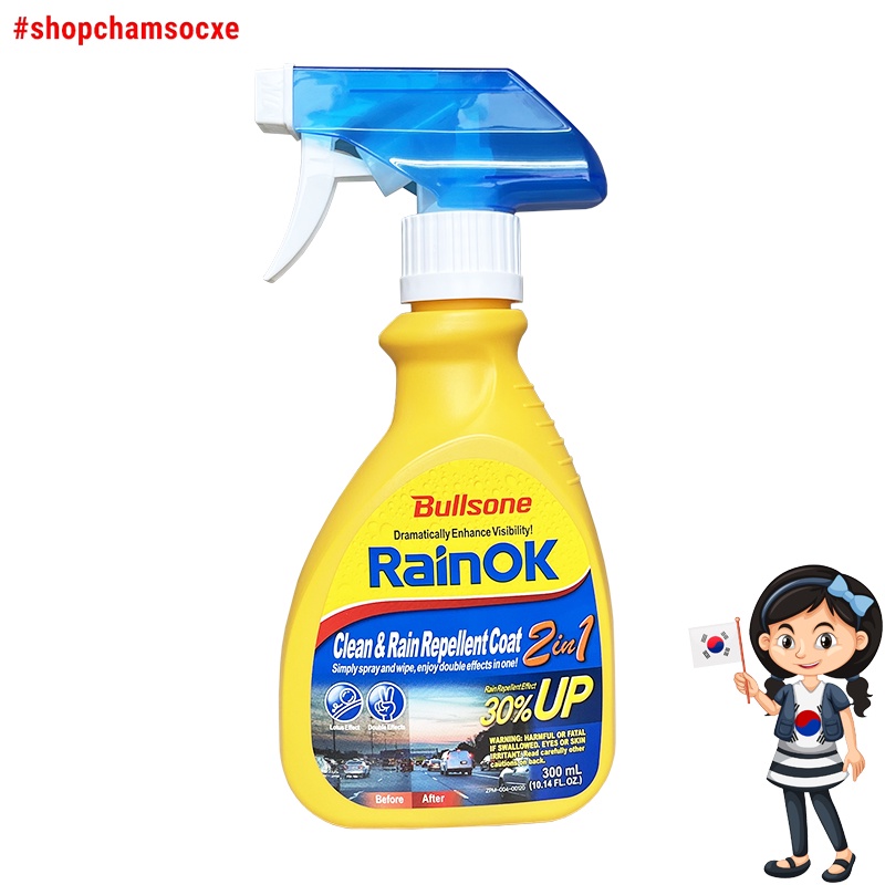 Chại xịt làm sạch và chống bám nước kính xe ôtô Bullsone RainOk Clean ...