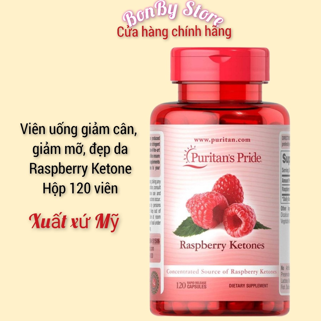 (Bill hãng) Viên uống giảm cân, giảm mỡ, đẹp da Raspberry Ketones 120 viên Puritan Pride ...