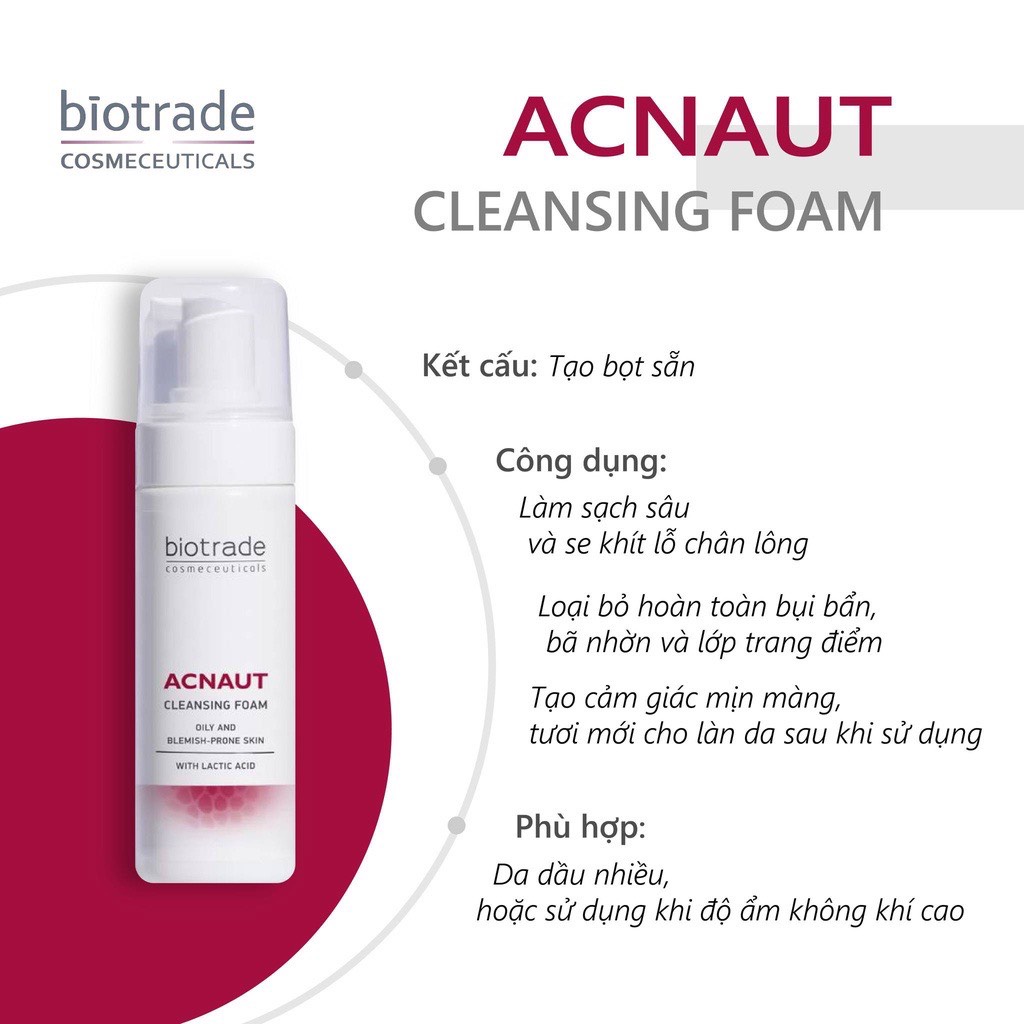Sữa rửa mặt Biotrade Acnaut Cleansing Dạng Foam và Gel - Làm sạch sâu ...