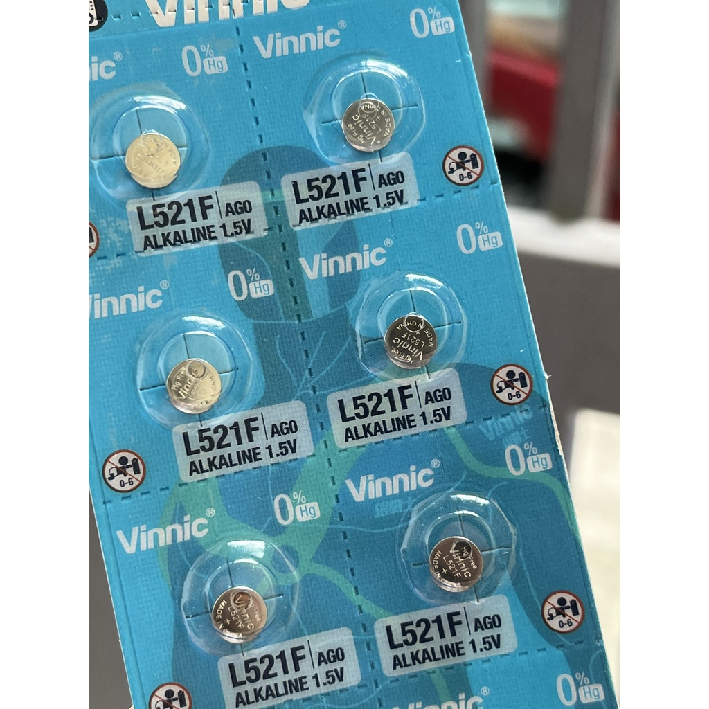 Vỉ 10 viên pin cúc áo VINNIC AG0 378 L521F LR521 SR521 521 SR63 1.55V ...