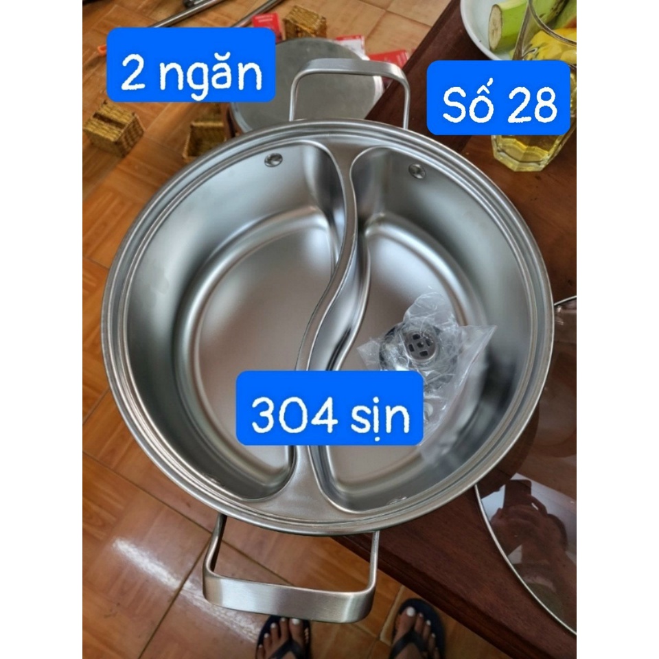 Nồi lẩu inox 304 cao cấp 2 ngăn, 28cm Loại Xịn Dày | Shopee Việt Nam
