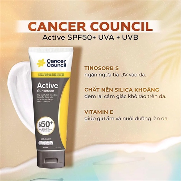 (Hàng Cty) [Chiết] Kem Chống Nắng Cancer Council Active Suncreen SPF 50 ...