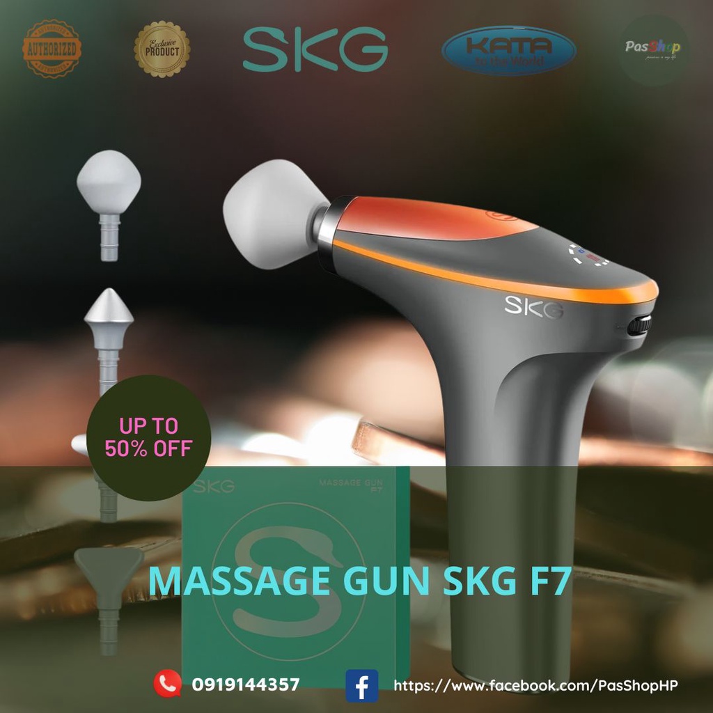 Súng massage SKG F7-E giảm các chứng đau mỏi, đau nhức vai gáy, phù hợp với các vận động viên ...