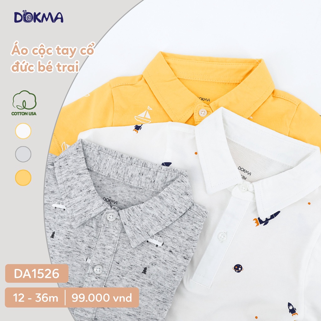 [CHÍNH HÃNG] Áo cộc tay cổ đức họa tiết bé trai DA1526 Dokma | Shopee ...