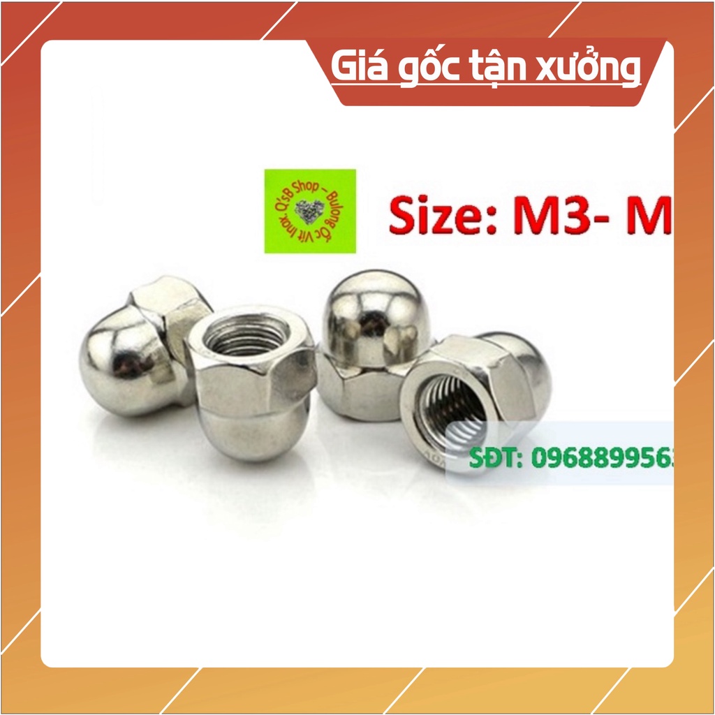 [ HÀNG CÓ SẴN] Đai ốc mũ, Tán bầu, Ecu mũ size từ M3-M24 inox 201, Inox ...