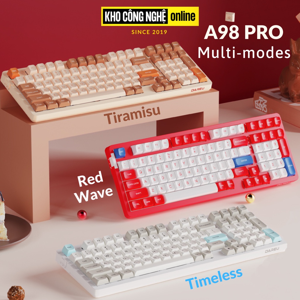 Dareu A98 PRO - Bàn phím cơ Dareu A98 PRO (Bluetooth 5.1 / Wireless 2.4Ghz / Hotswap / LED RGB ...
