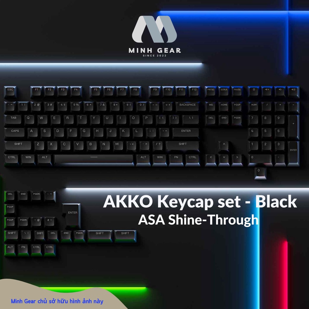 AKKO ASA Shine-Through Keycap set – Black (Xuyên LED / ASA profile ...