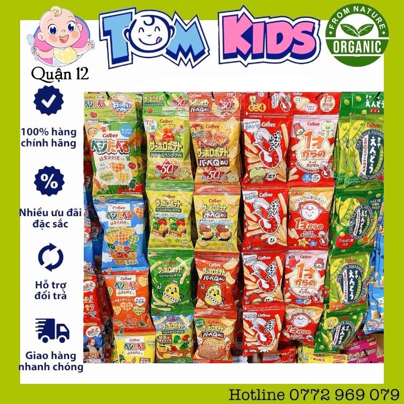 Set Bim bim dây 4 bịch / Bánh snack calbee / tohato dây ăn dặm Nhật ...