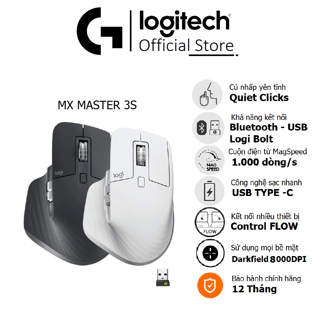 Chuột Logitech MX Master 3S Bluetooth I Wireless - Bảo hành 12 Tháng ...