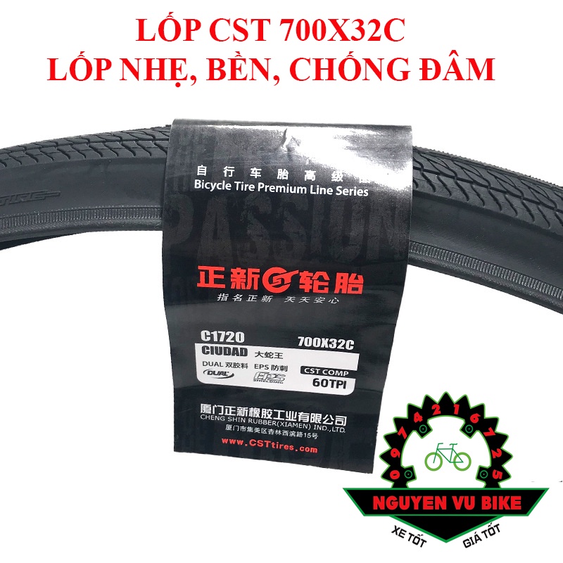 Săm, Lốp xe đạp 700c các cỡ 700x23c, 25c, 28c, 32c - Hãng CST chất lượng cao, nhẹ, bền, chống ...