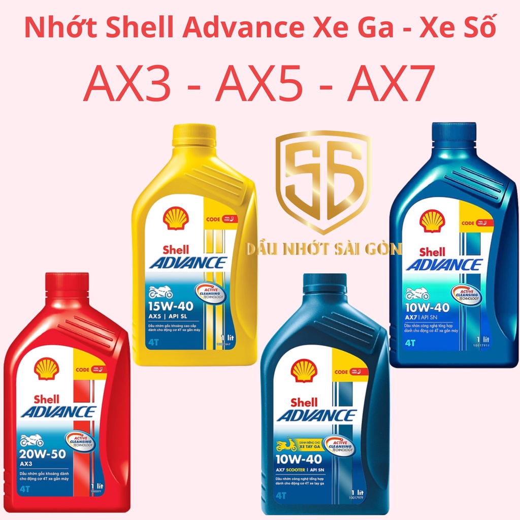 [ Xanh - Vàng - Đỏ ] Dầu Nhớt Shell AX3 AX5 AX7 Đủ Loại Cho Xe Ga , Xe ...