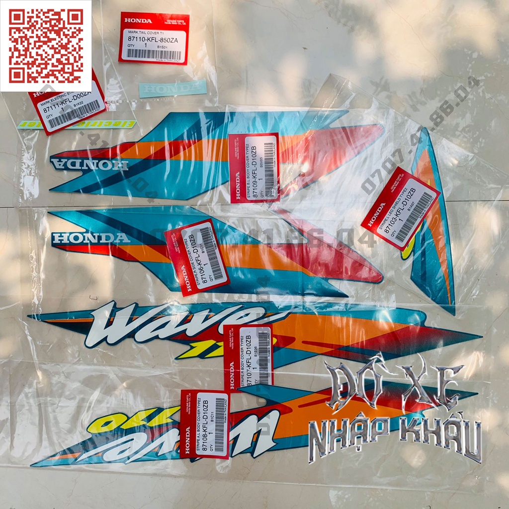 [CHÍNH HÃNG] FULL BỘ TEM WAVE 110 MÀU XANH 1999 [B140] HONDA THÁI LAN ...