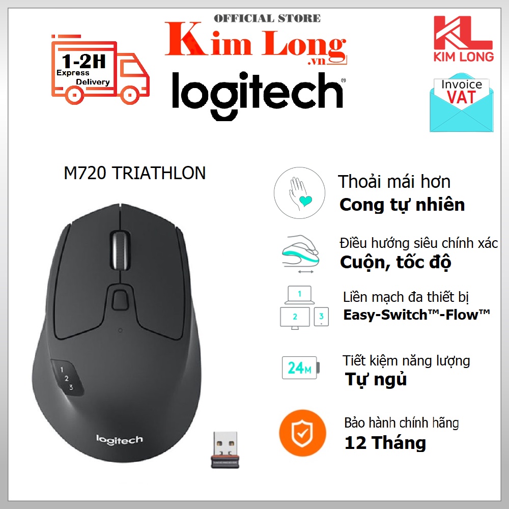 Chuột không dây Bluetooth Logitech M720 Triathlon - EASY-SWITCH Kết nối ...