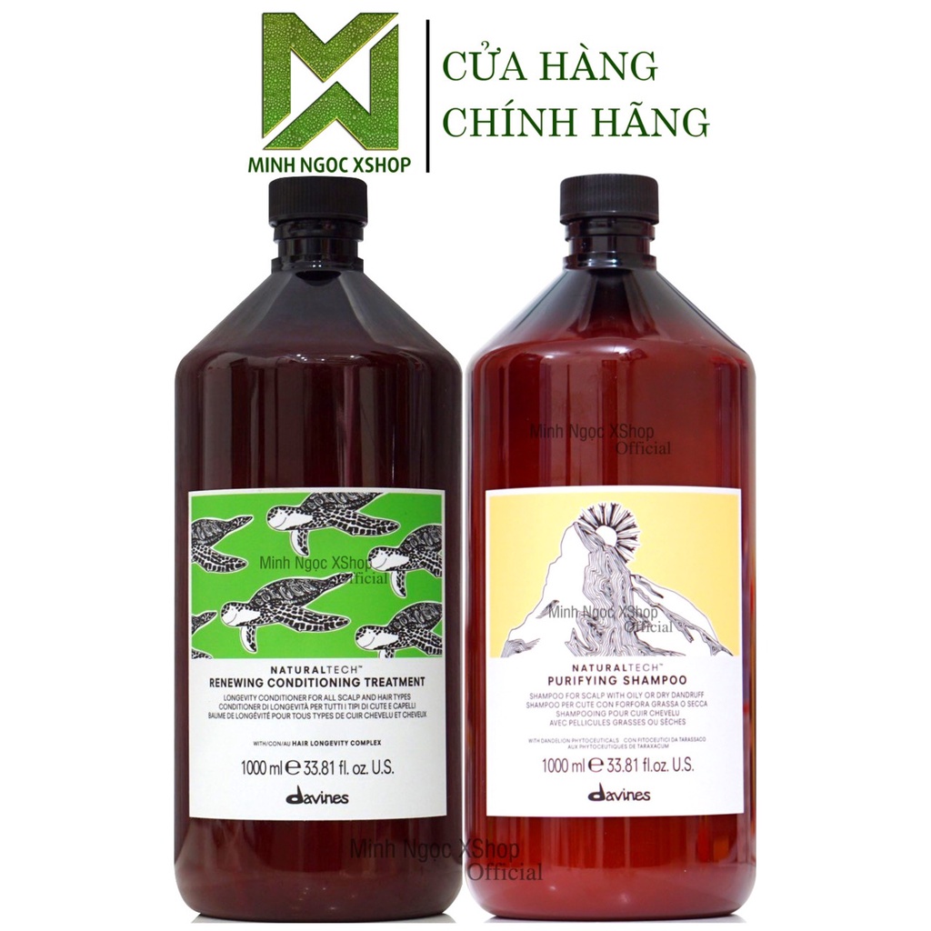 Combo dầu gội chống gàu Davines Purifying và dầu xả trường thọ Renewing 1000ML chính hãng ...
