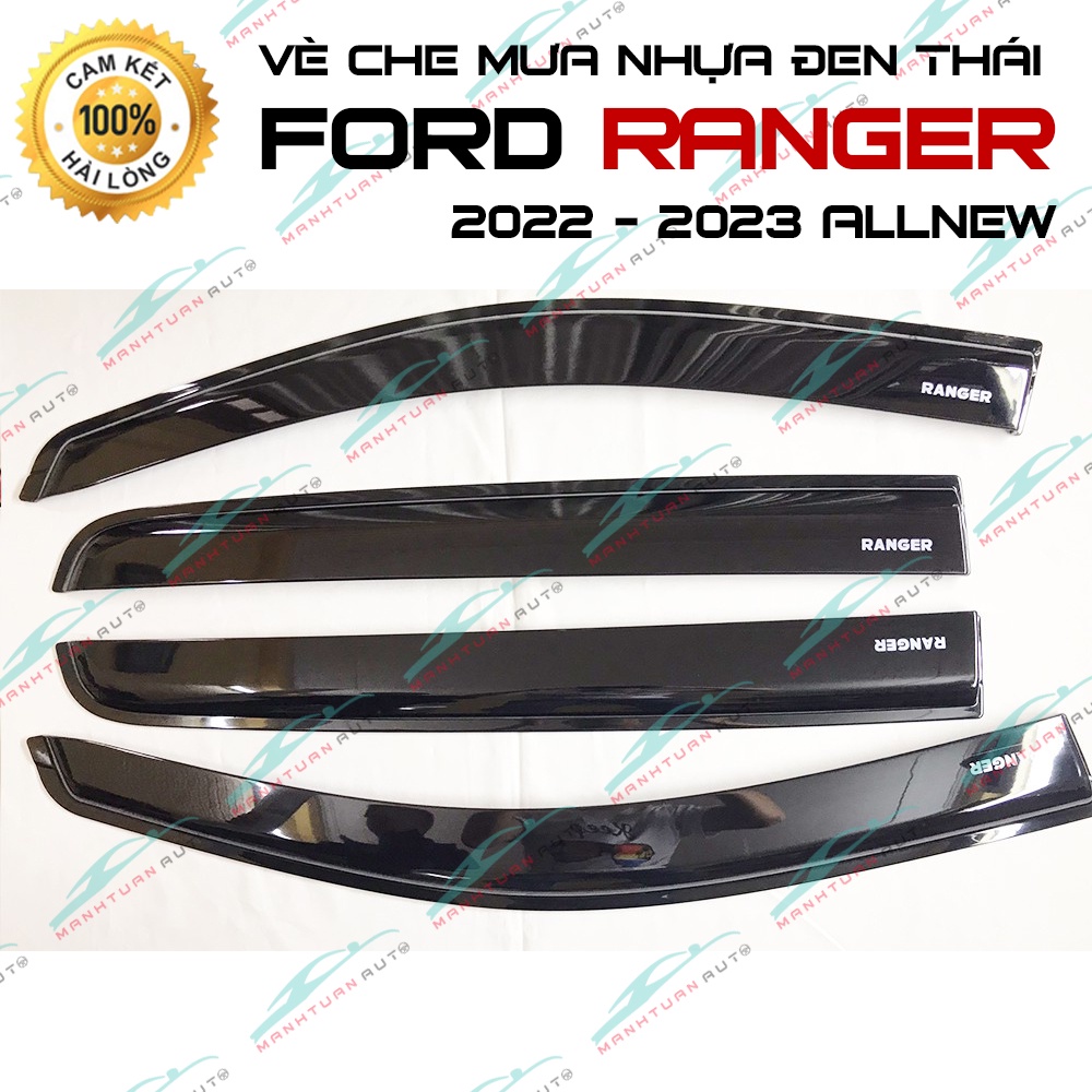 Vè che mưa xe Ford Ranger 2022, 2023 ( All New ) nhựa đen thái dày hàng ...