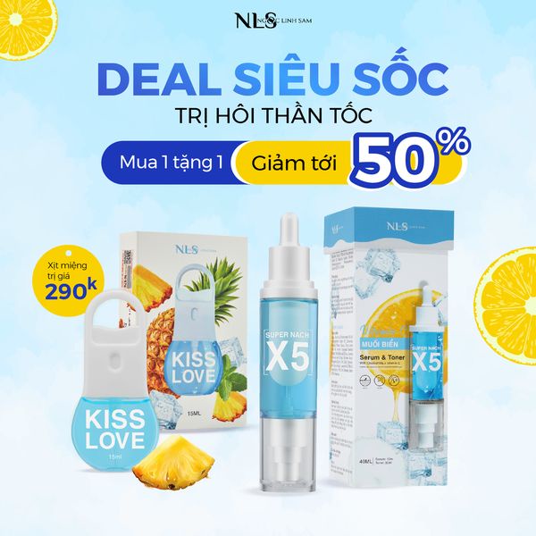 (Chính hãng 100%) Combo Super Nách X5 2IN1 Serum Nach, Toner Nach, Xịt miệng Kiss Love NLS ...