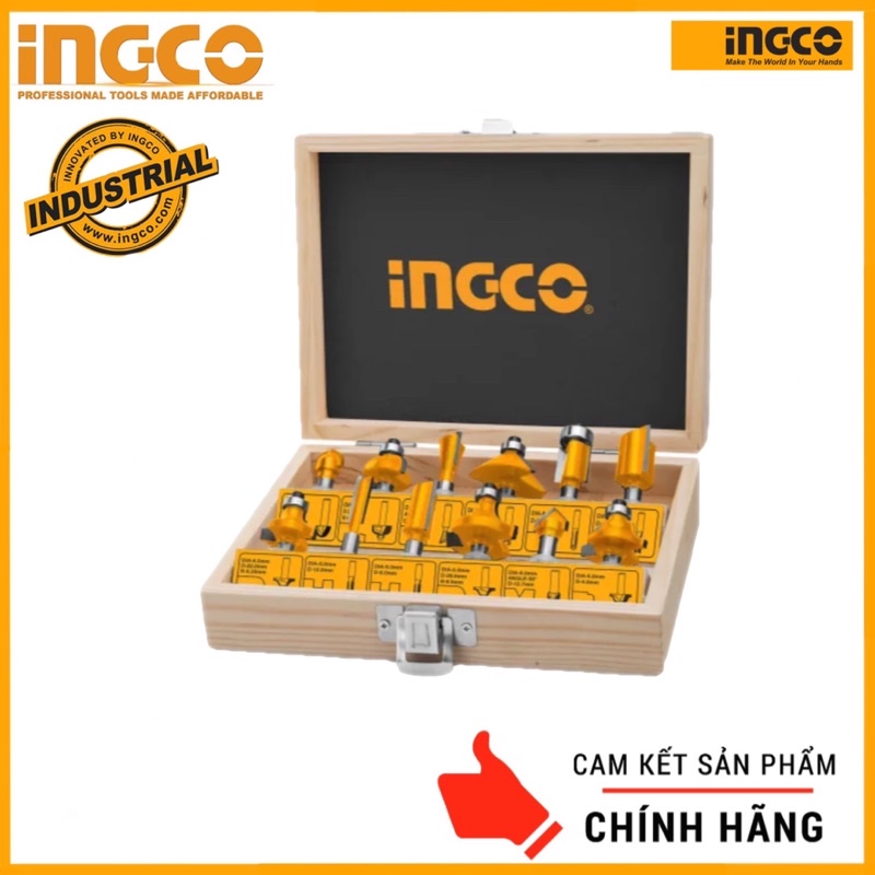 INGCO Bộ 12 mũi phay gỗ 12MM AKRT1221 | Shopee Việt Nam