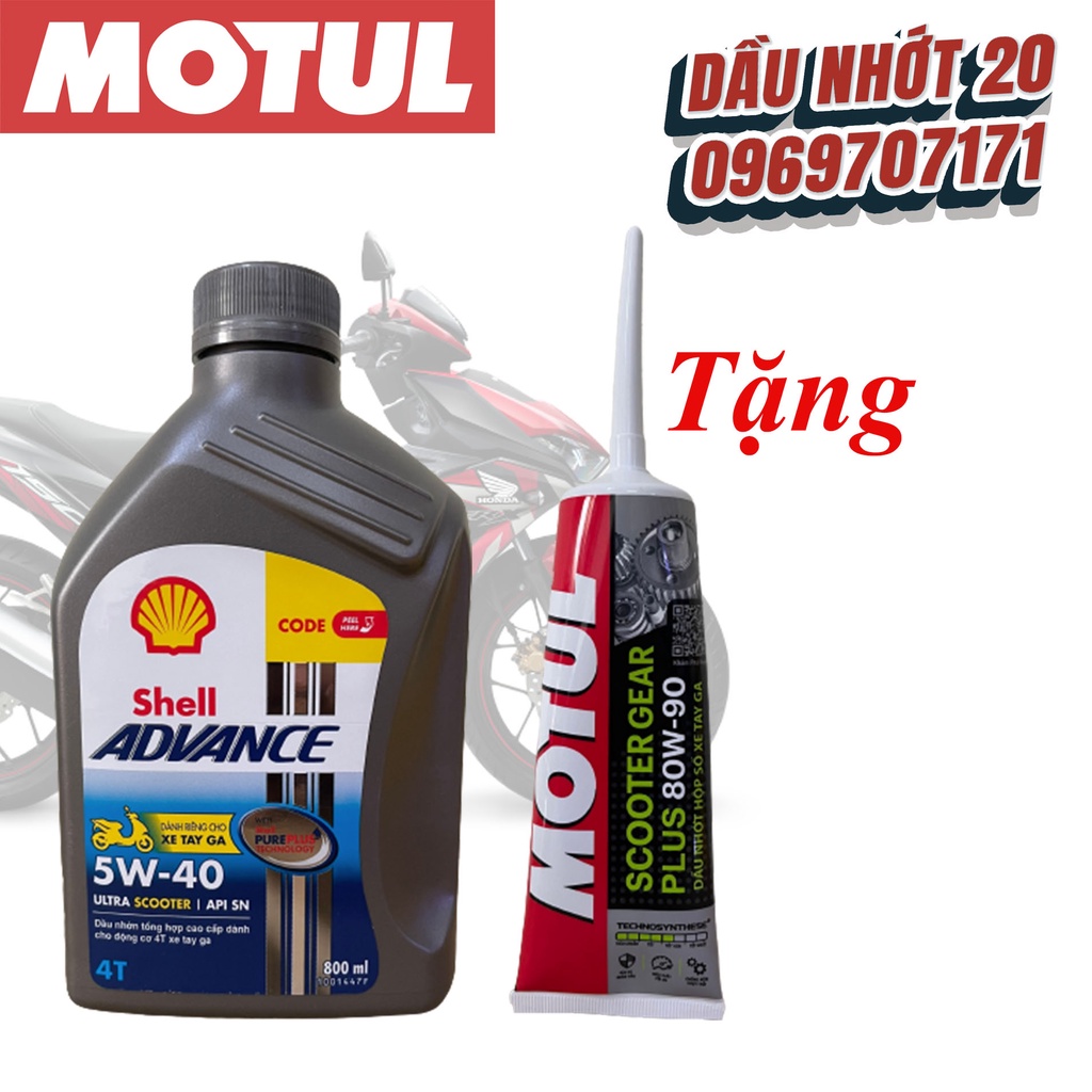 Combo Nhớt cao cấp cho xe tay ga đời mới Shell Ultra Scooter 4T 5W40 0 ...