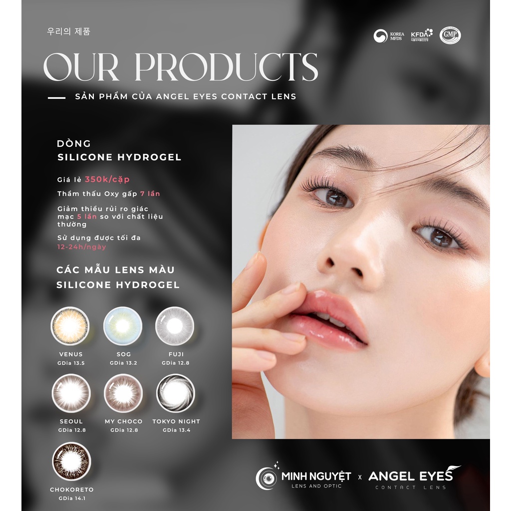 [SILICONE 24H] Contact Lens không cận - Kính Giãn tròng To - Silicone ...