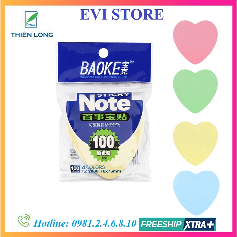 Giấy nhớ hình trái tim Baoke TZ2006 / Giấy note 2006 ghi chú tập có 4 ...