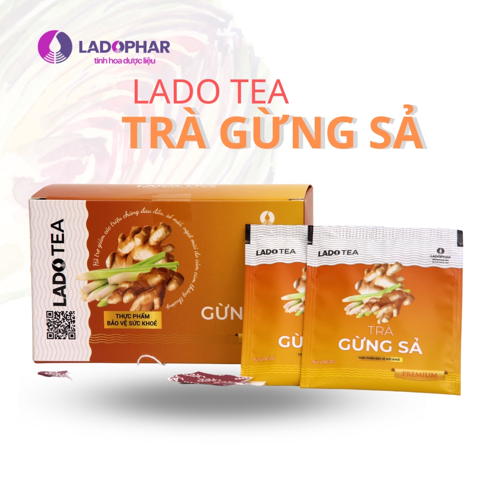 Trà Gừng Sả Lado Tea Ladophar Hộp 20 Túi Lọc - giúp giữ ấm cơ thể ...