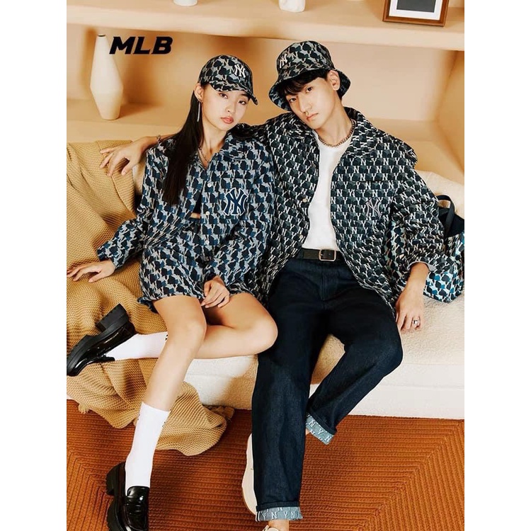 ( chính hãng ) MLB Jacket Jean Monogram Cube | Shopee Việt Nam