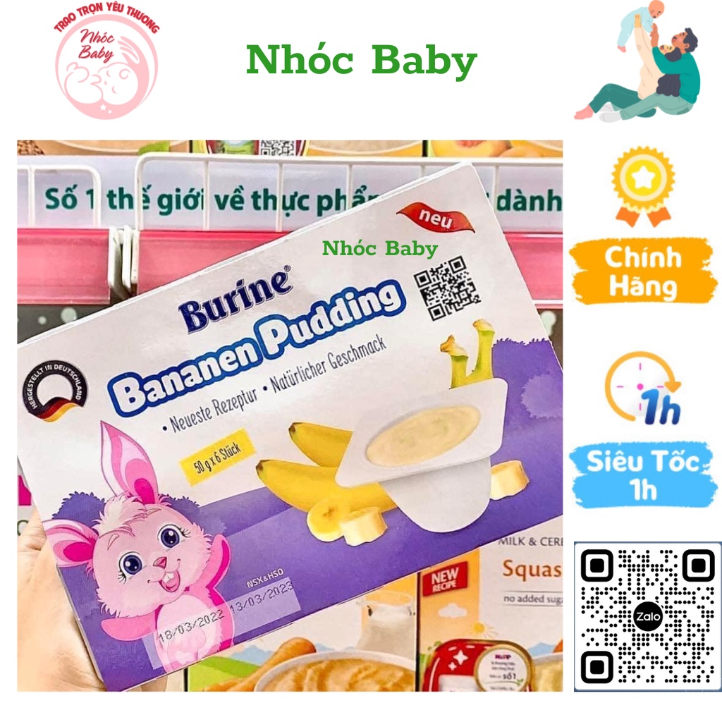 Cháo sữa Burine HiPP ăn dặm Pudding Chuối [1 Lốc 6 Hũ] [6x50g] Date 07/ ...