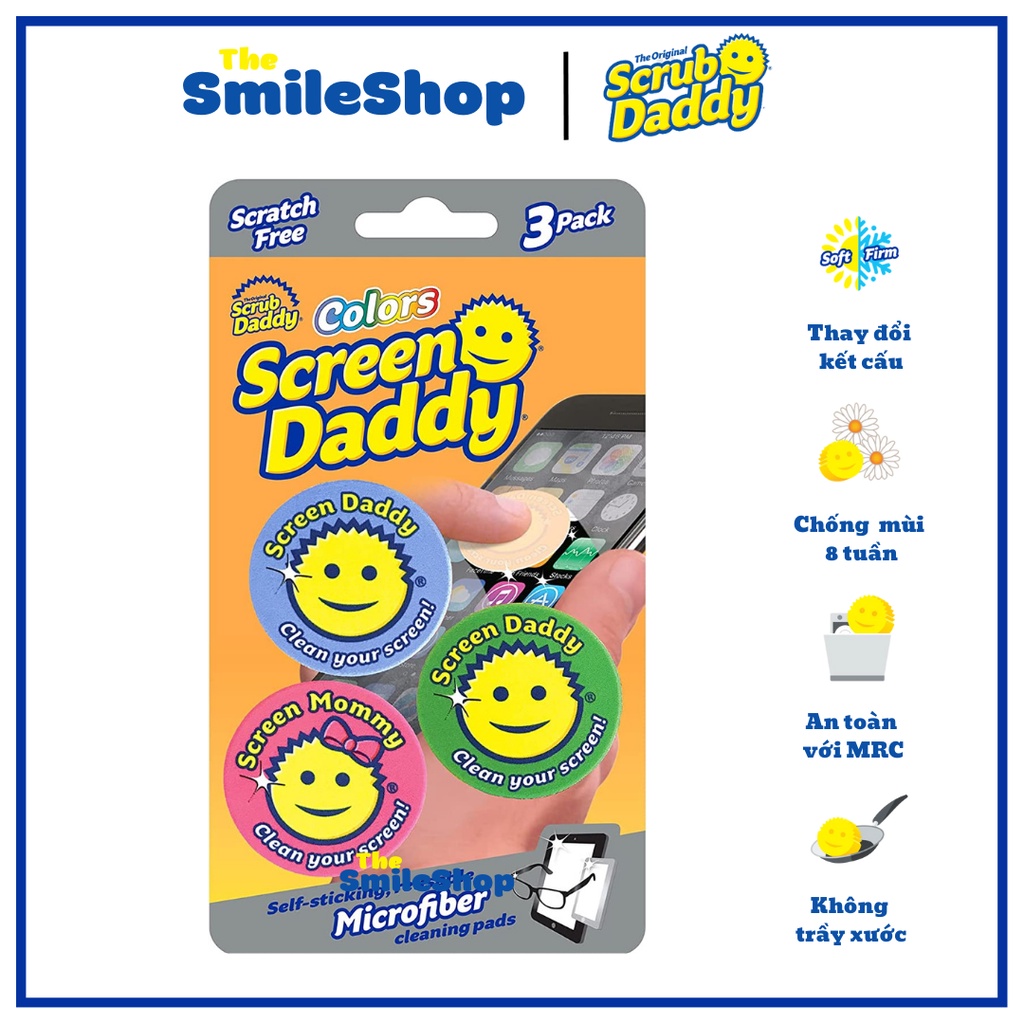 Miếng lau màn hình điện thoại, ipad Scrub Daddy SCREEN DADDY COLORS 3 ...