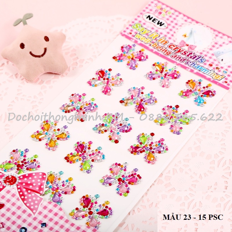Tấm sticker trang trí giả đá đầy màu sắc/ Hạt dán pha lê trang trí xe ...