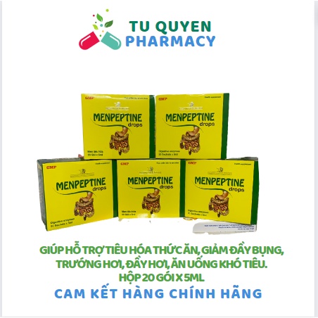 Hỗ trợ tiêu hóa Menpeptine drop Hộp 20 gói x 5ml Bổ sung enzym tiêu hóa ...