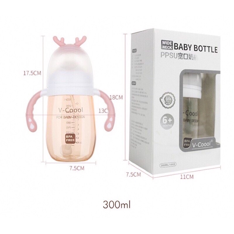Bình sữa Vcoool, Babuu PPSU 210ml/240ml/300ml tặng kèm 1 núm | Shopee Việt Nam