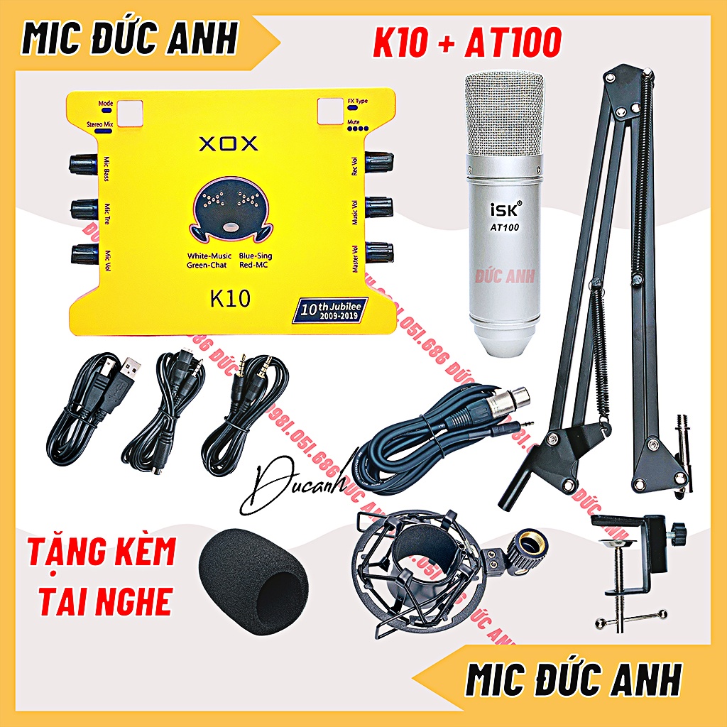 Bộ Sound Card K10 Mic ISK AT100 Chính Hãng Chuyên Thu Âm, Livestream ...