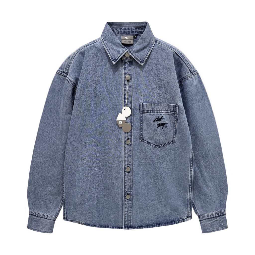ÁO SƠ MI DENIM (xanh nhạt) CHUOT TRANG | Shopee Việt Nam