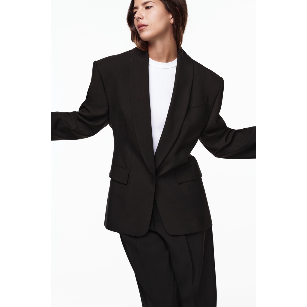 ZARA Đức - Áo khoác blazer vest bản giới hạn hai túi nắp có độn vai màu ...