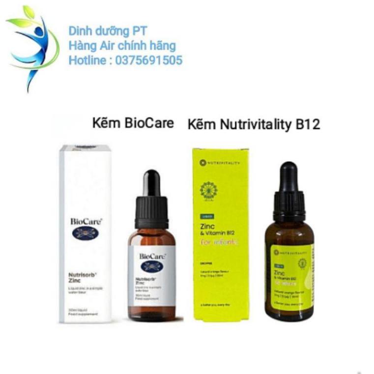 Kẽm BioCare Nutrisorb Zinc Anh 30ml và Nutrivitality vitamin B12 Anh ...