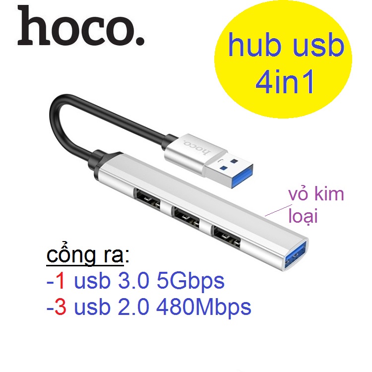 Hub usb Hoco HB26, Bộ chia cổng 4 cổng usb cho máy tính Laptop | Shopee ...
