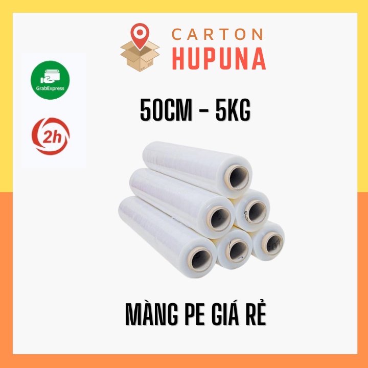[FREESHIP] ( Khổ 50cm 5kg (L-1.2) ) Màng PE trắng trong, màng chít, màng co, nilong bọc hàng lõi ...