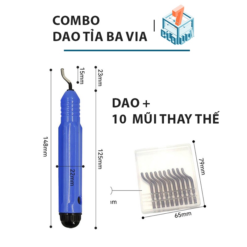 Combo bộ Dao vát mép, dao Ba via, kèm 10 lưỡi thay thế | Shopee Việt Nam